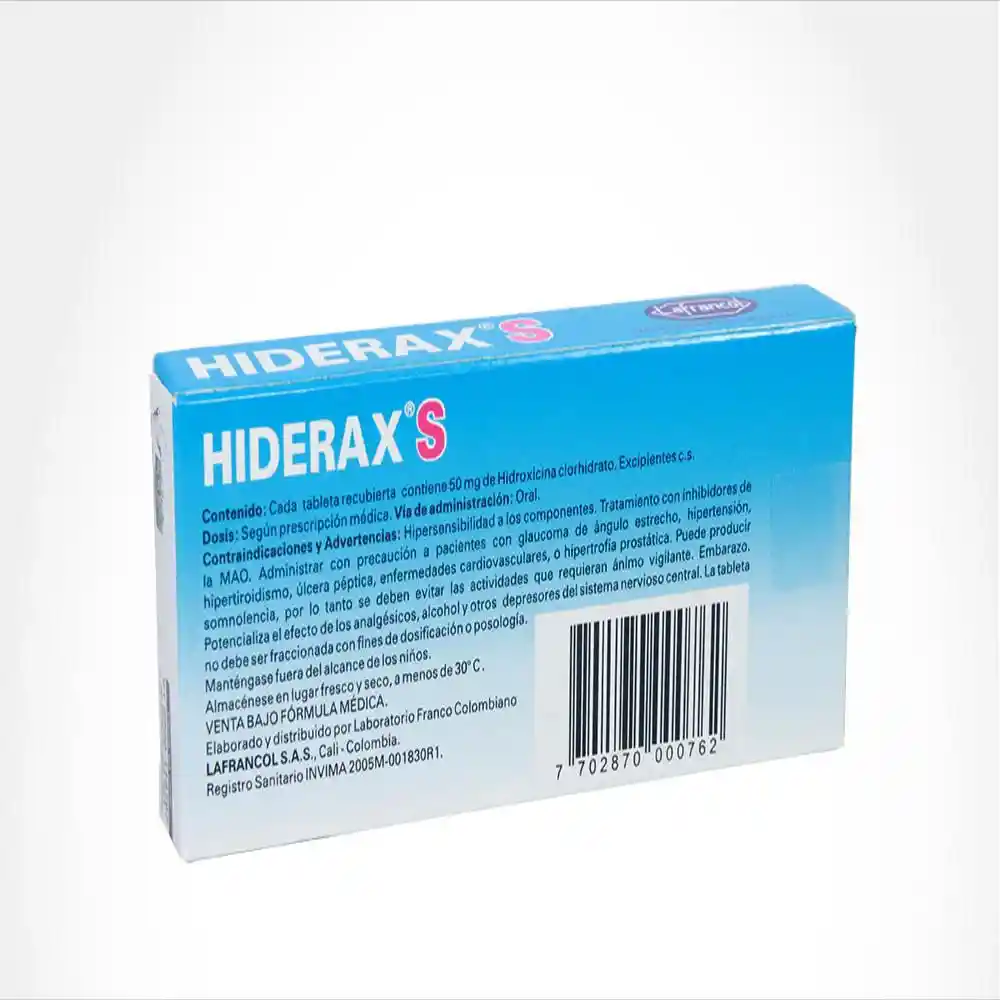 Hiderax S 50Mg Caja X 10 Tabletas Recubiertas - Rappi