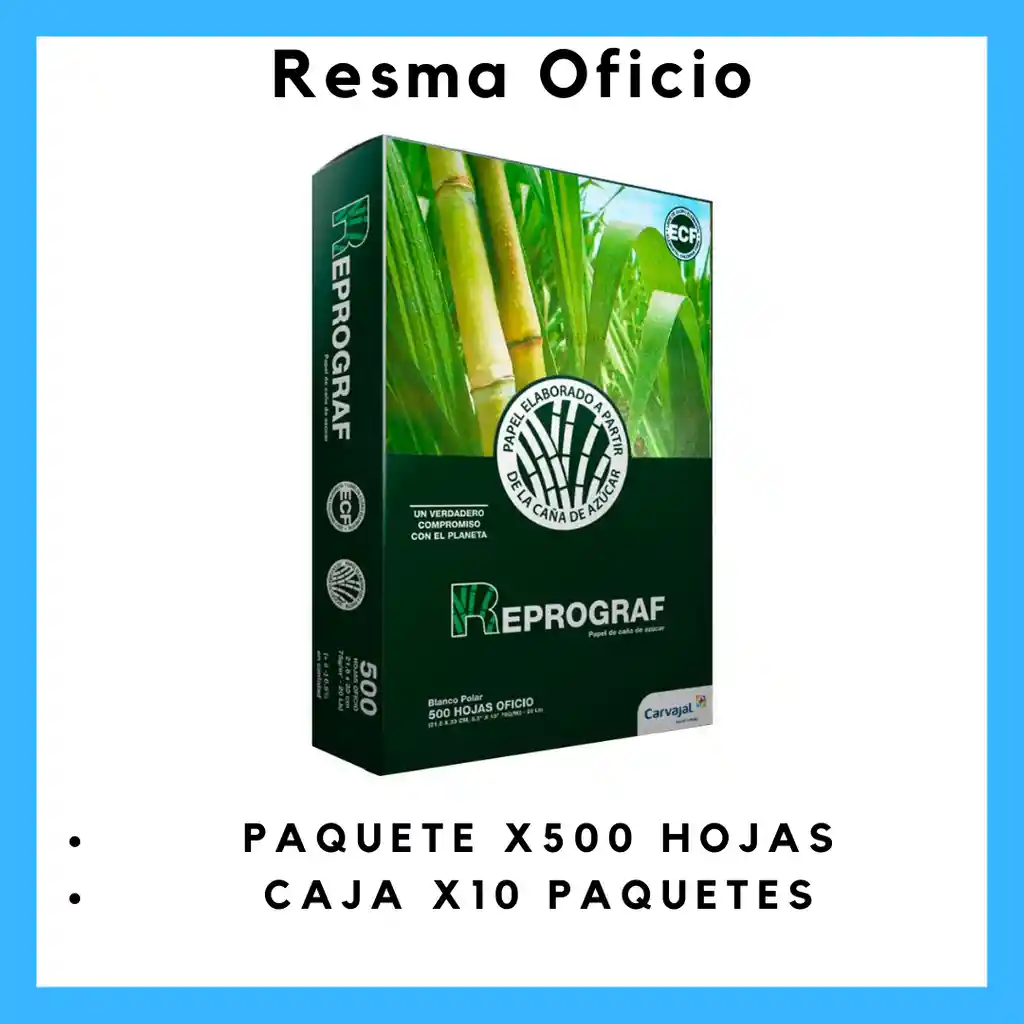 Paquete Resma Reprograf Oficio X500 Hojas 75g Blanca - Rappi