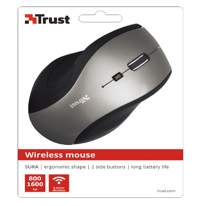 Trust Mouse 19938 Inalambrico Usb Sura Ergonomico Gris Negro - Rappi