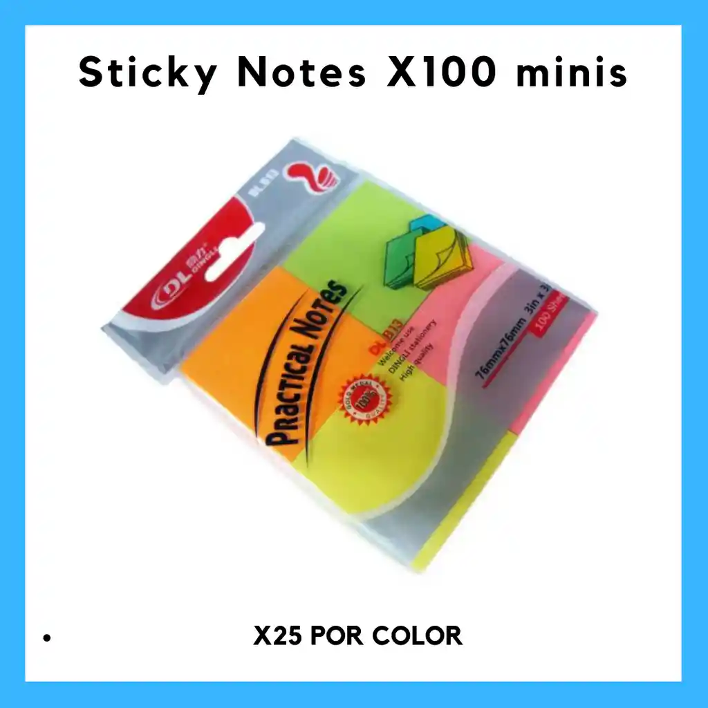 Paquete De Mini Post It Cuadrado X100 Hojas 4 Colores - Rappi