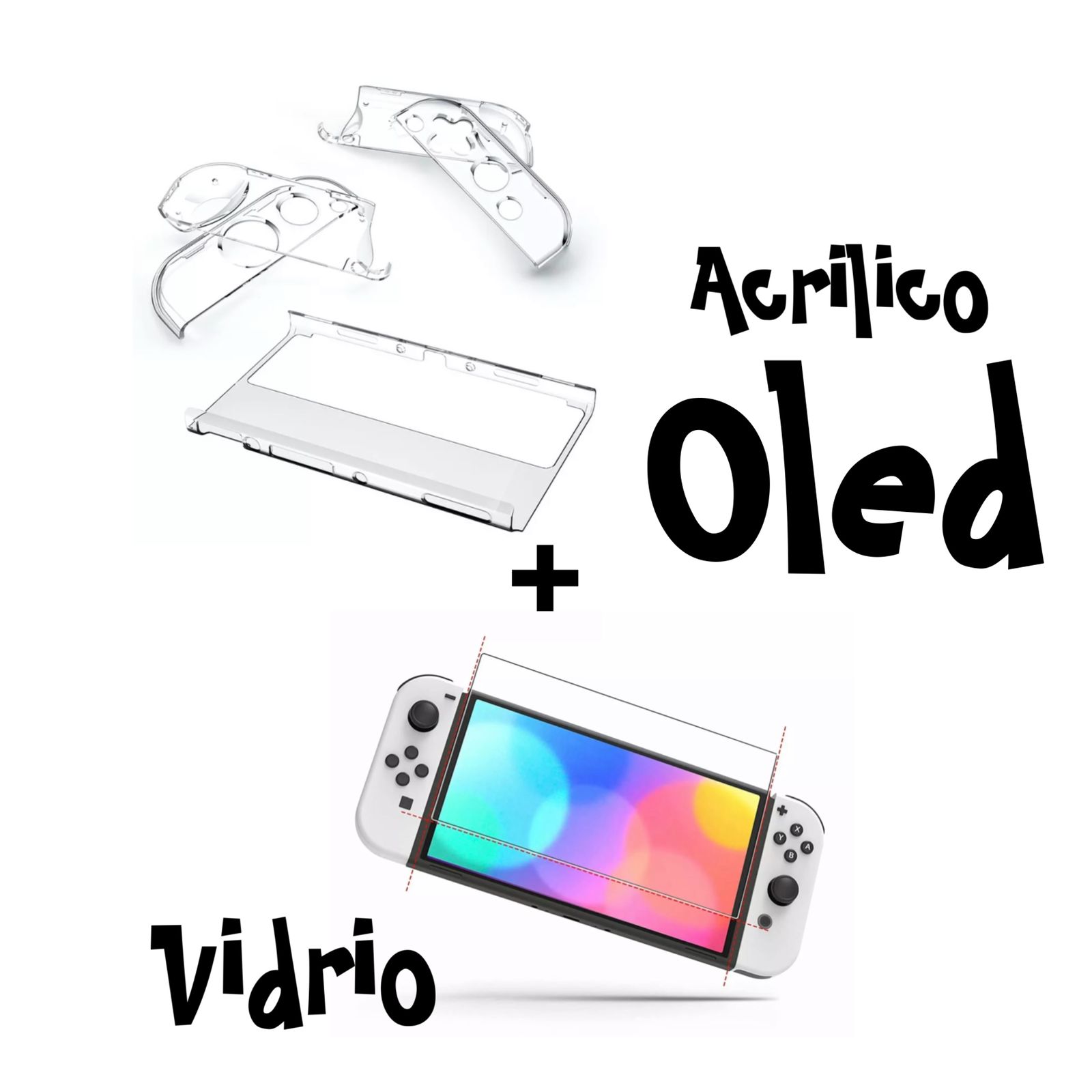 Cristal Case / Acrilico Transparente + Vidrio Nintendo Switch Oled - Rappi