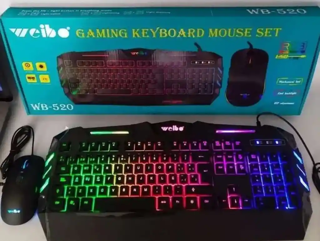 Rgb Combo Gamer Teclado-Mouse Weibo Wb-520 - Rappi