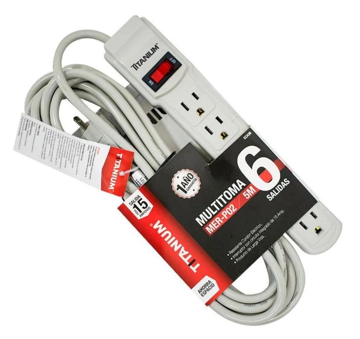 Multitoma 6 Puertos Titanium 5 Mts - Rappi