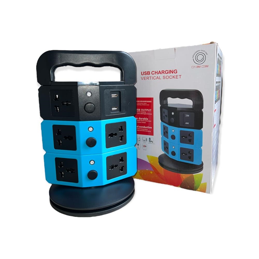 Multitoma Corriente Vertical 3 Pisos 8 Tomas 2 Entradas Usb - Rappi