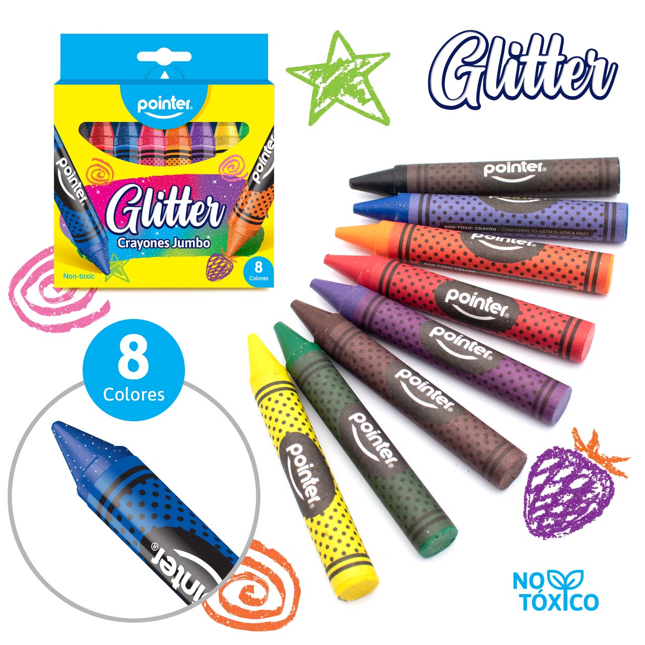 Crayolas Para Niños Escarcha 8 Unidades Crayones Colegio - Rappi