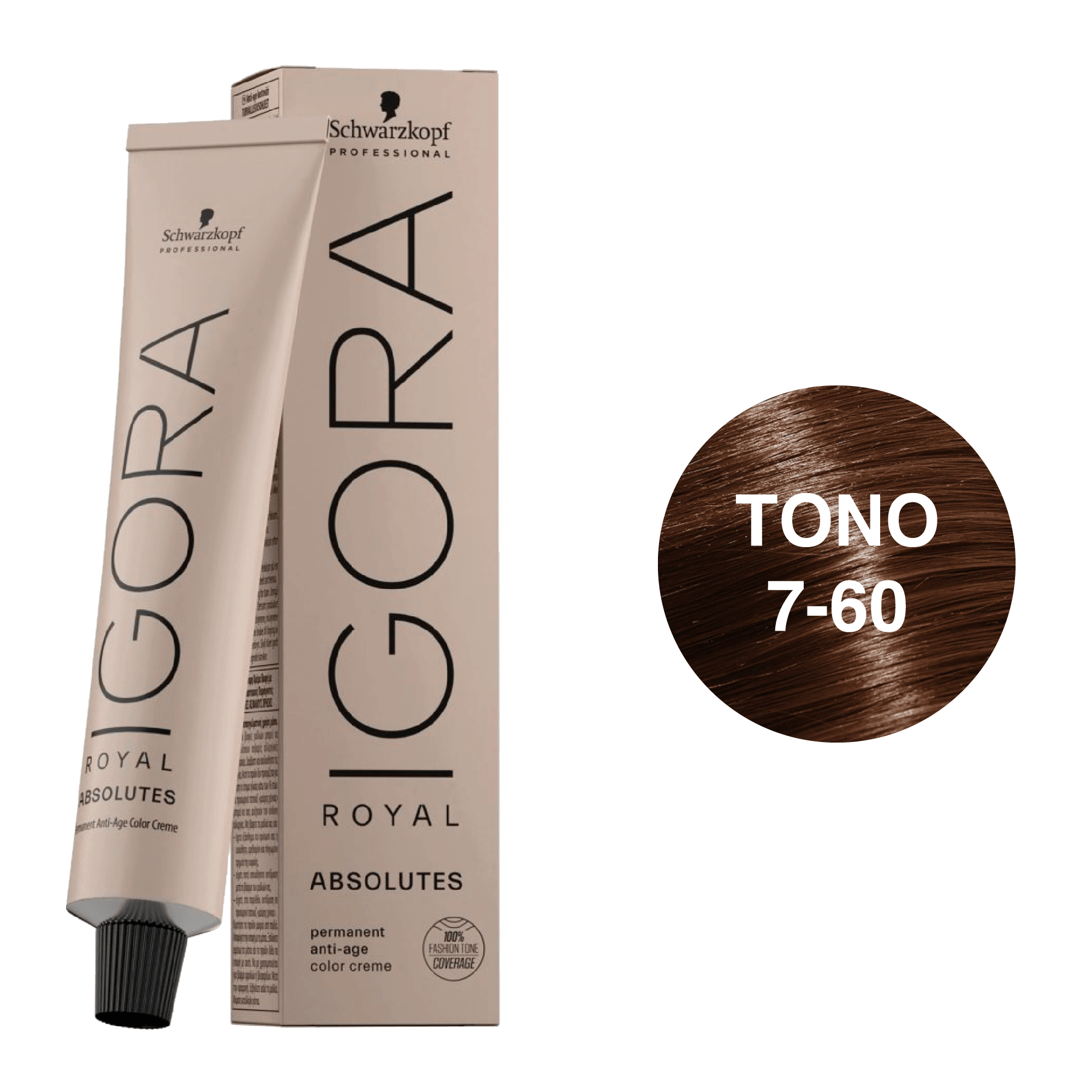 Igora Royal Absolutes Tono 7-60 Rubio Medio Chocolate Natural 60ml - Rappi