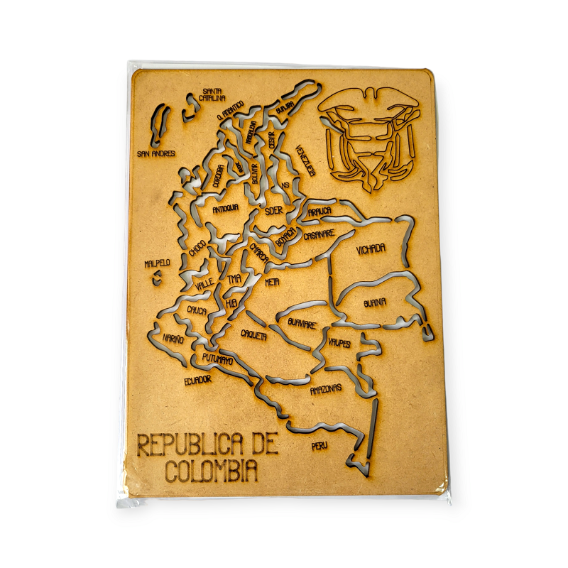 Regla Plantilla Mapa Politico Colombia Madera Escolar - Rappi