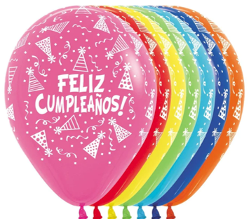 R-12 Bombas Globos Fiesta Sempertex Infinity Feliz Cumpleaños Gorritos ...