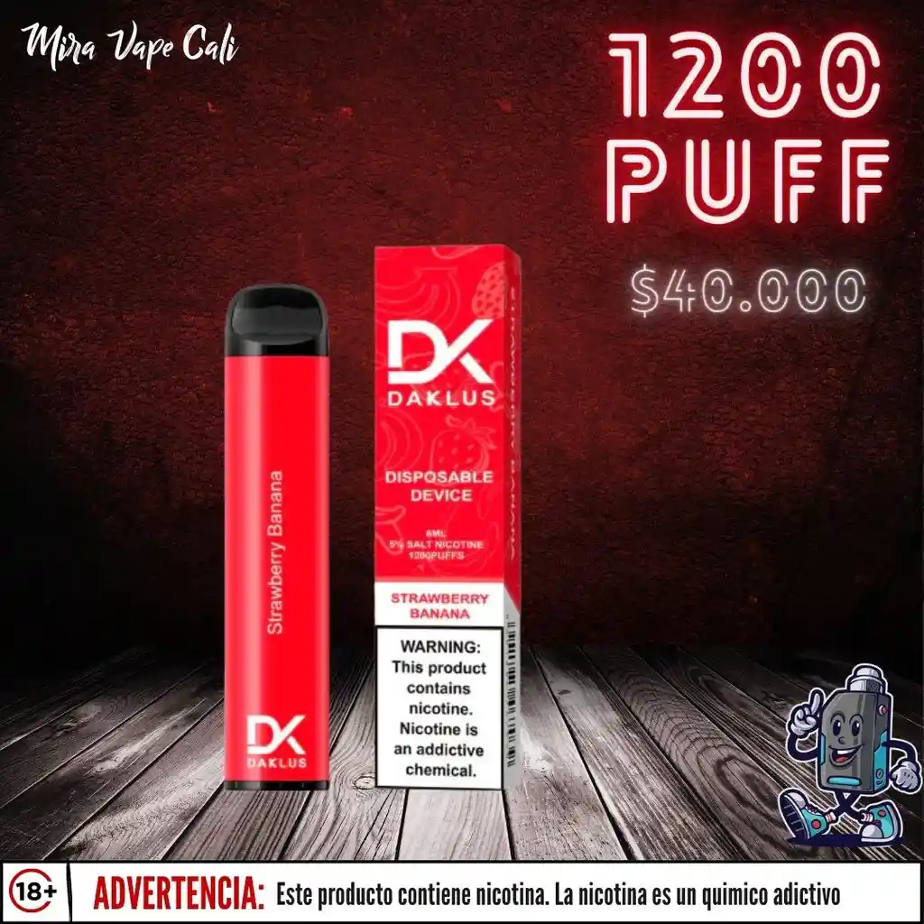 Vape Vapeador Desechable - Mango, 1200 Puffs, Daklus - Rappi