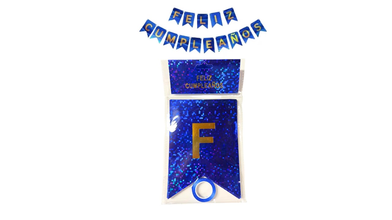 Banderin Feliz Cumpleaños Azul Oscuro Escarchado - Rappi
