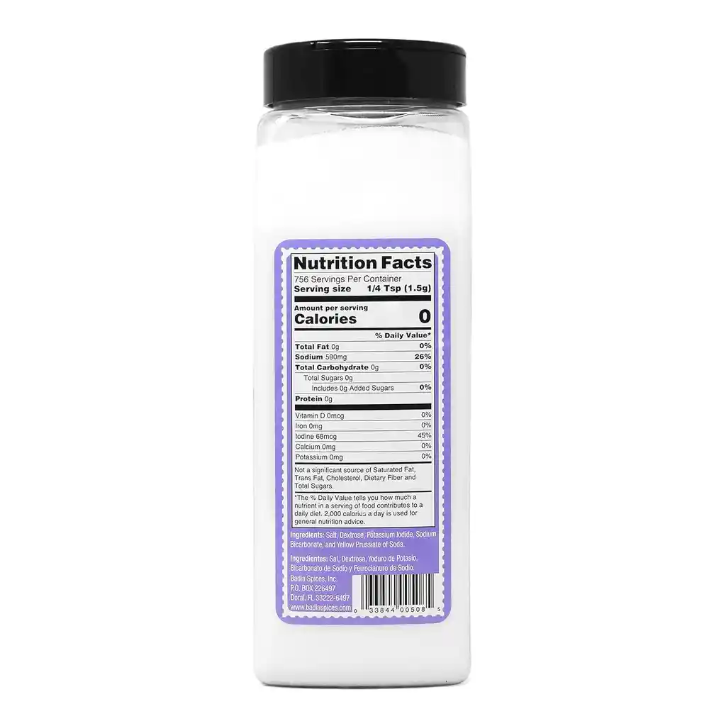 Badia Sal Yodada – Iodized Sal Gluten Free 1.13 Kg (40 Oz.) - Rappi