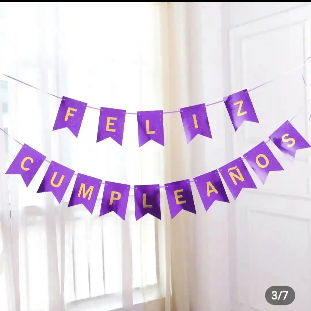 Banderin Feliz Cumpleaños Morado Rappi