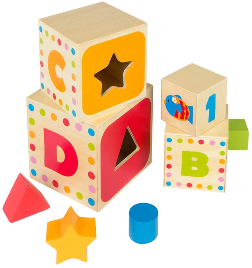 Juego Didáctico Torre De Cubos Apilables De Madera Niños - Rappi