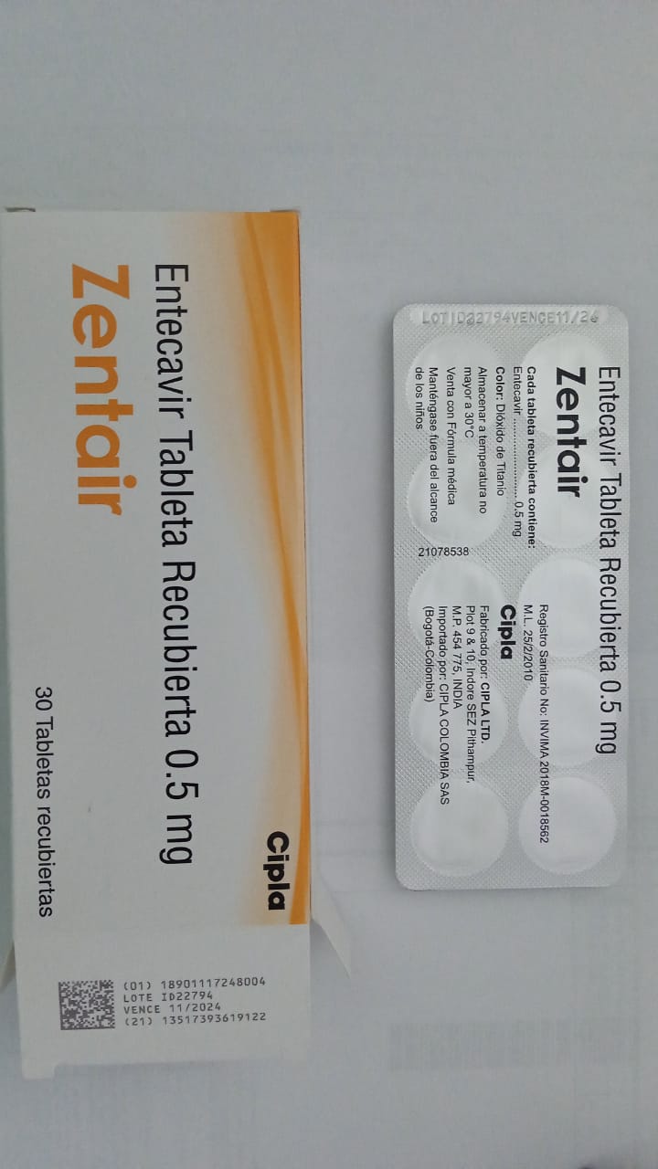 Zentair Caja X 30 Tab Recubiertas 0.5mg (entecavir) - Rappi