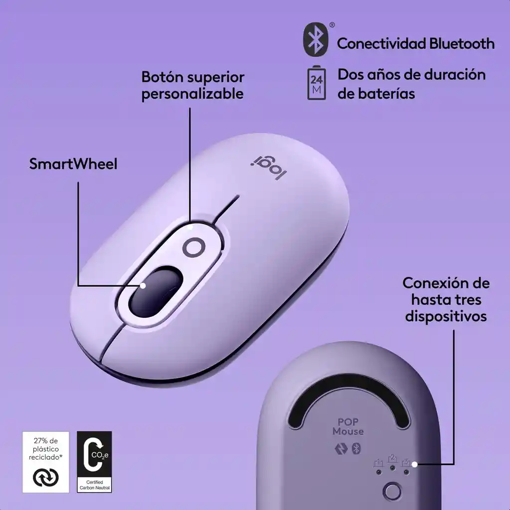 Mouse Bluetooth Función Emojis Personaliza Logitech Pop Cosmos - Rappi