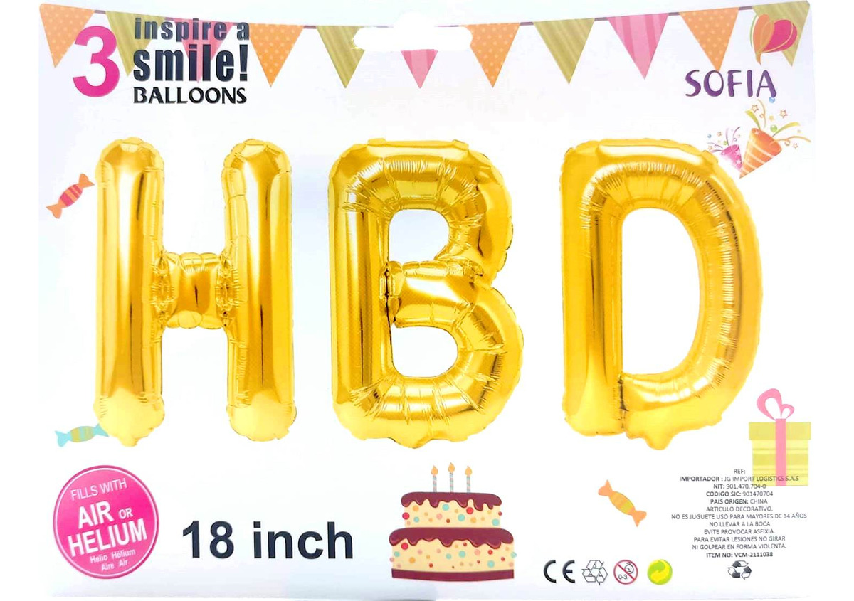 Globo Decoración Feliz Cumpleaños Hbd Dorado Letras Letrero - Rappi