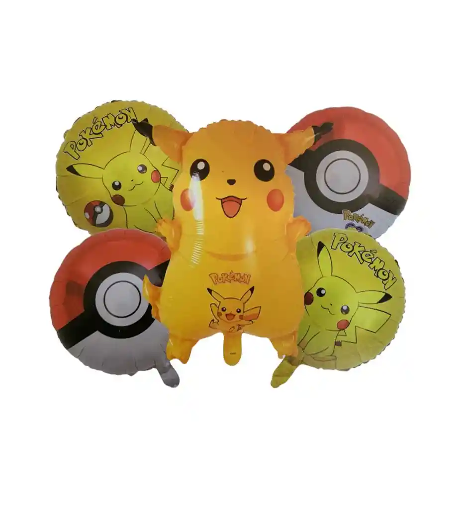 Bouquet Globo Bomba Personaje Infantil Pokemon Con Pokebolas X5 - Rappi