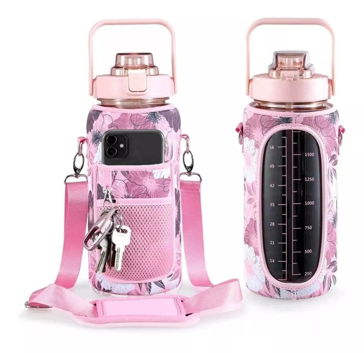 Termo Botella Agua 2 Litros Gym, Funda + Cargadera - Rappi