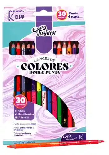 Colores Doble Punta 15 Lapices X 30 Colores 4mm Klipp - Rappi