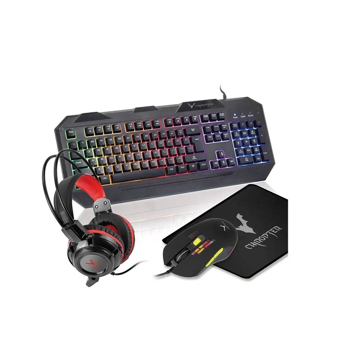 Combo Gammer 4 En 1 Teclado, Mouse, Pad Mouse, Diadema Chiropter Wesdar ...