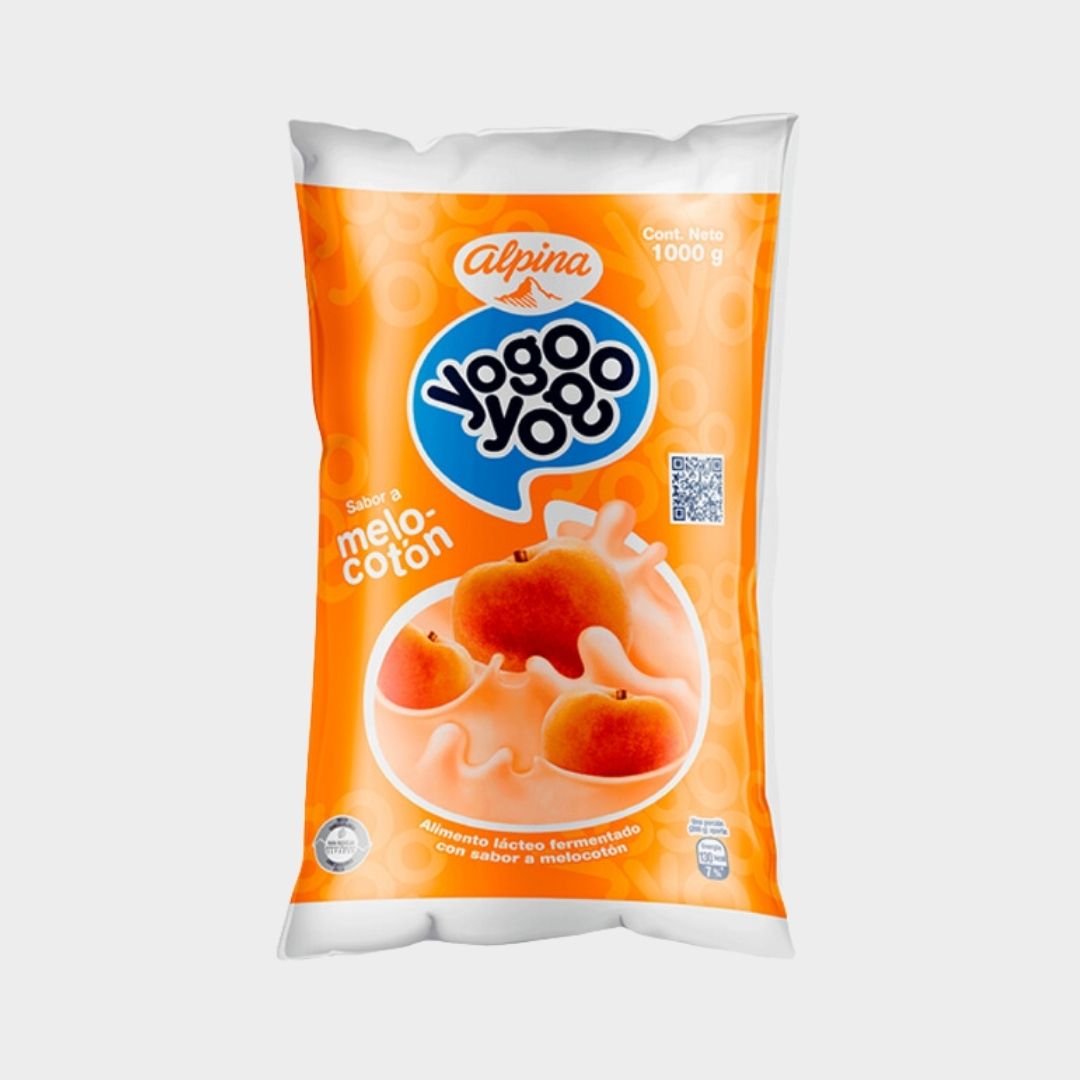 Yogurt Alpina Yogo Yogo Melocoton Bolsa X1000 Gr - Rappi
