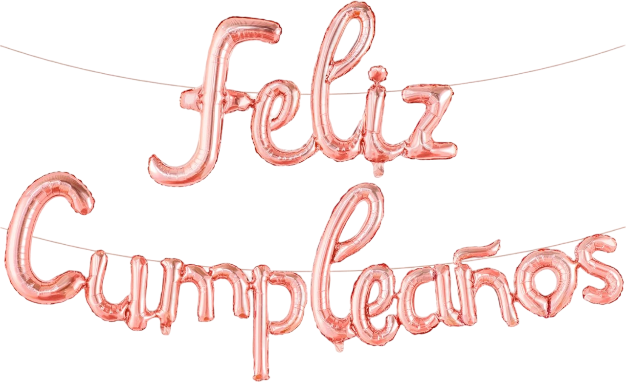 Letrero De Globos Feliz Cumpleaños En Cursiva Oro Rosa Precio Rappi