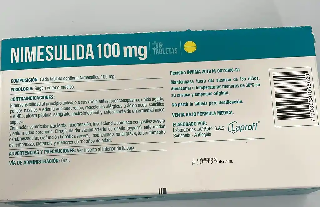 Nimesulida 100mg Por 10 Tabletas. Laproff. - Rappi