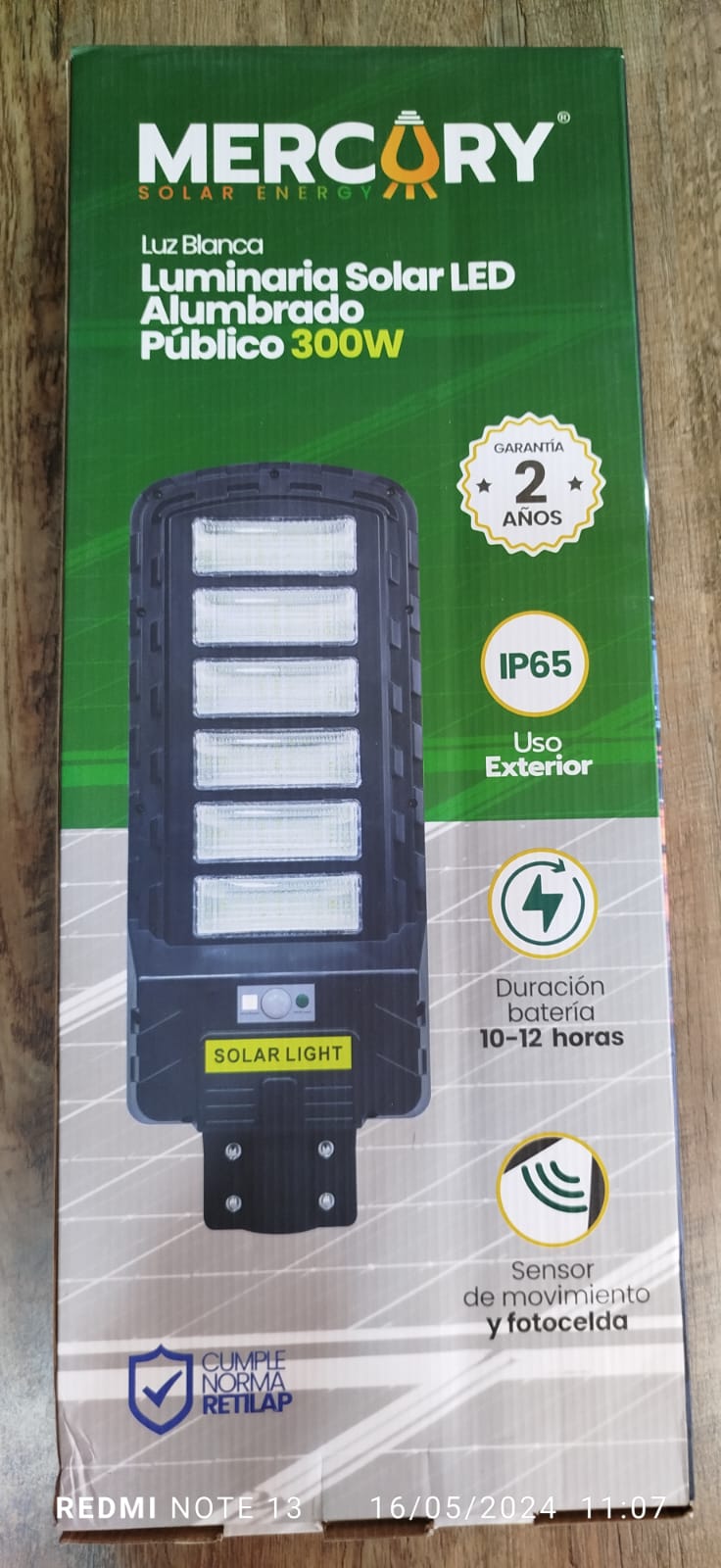 Luminaria Solar Led 300w Luz Blanca Mercury - Rappi