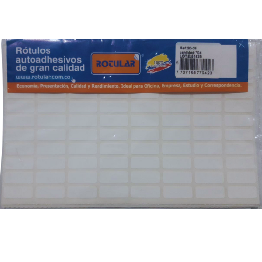 Rotulo Adhesivo 20-08 Rectangular Blanco - Rappi