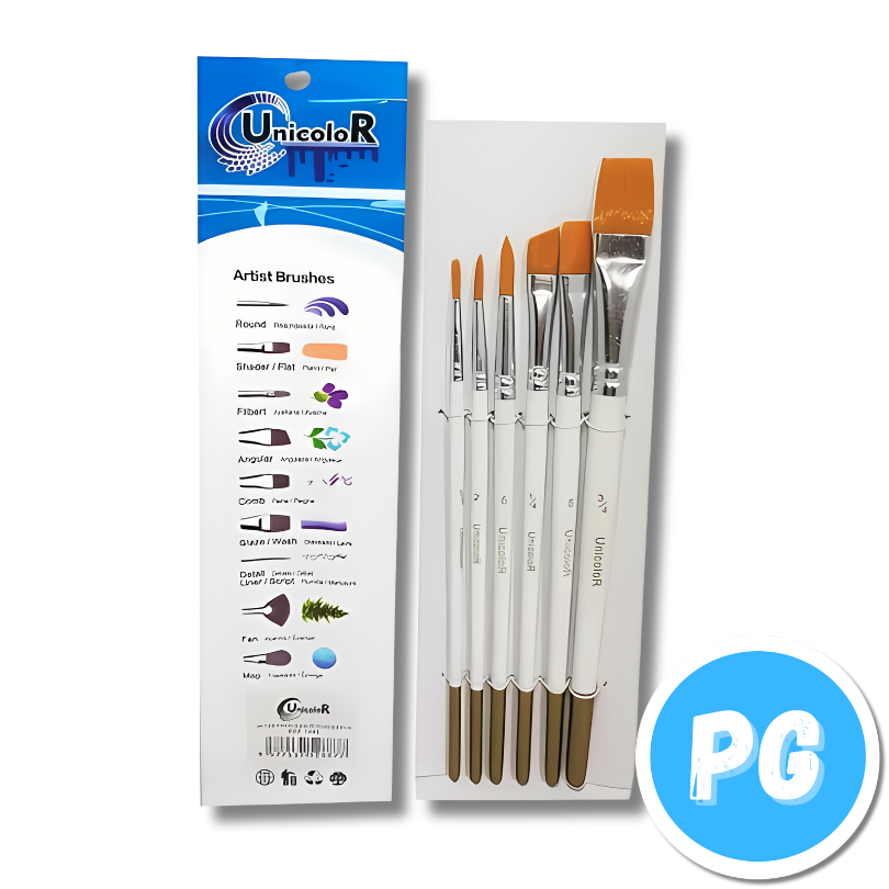 Paquete Pincel Unicolor Sintetico X6 Unds Surtido Ref 1445 (1 Pincel 3/ ...