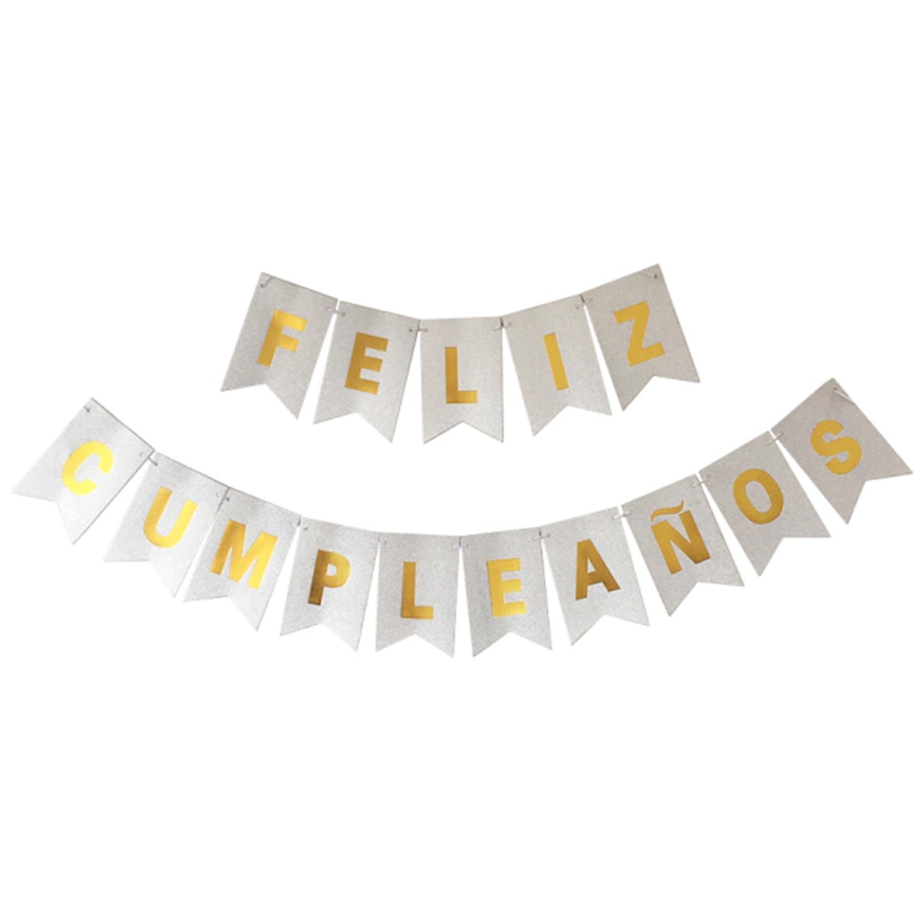 Banderín Festón Feliz Cumpleaños Plateado Escarchado - Rappi