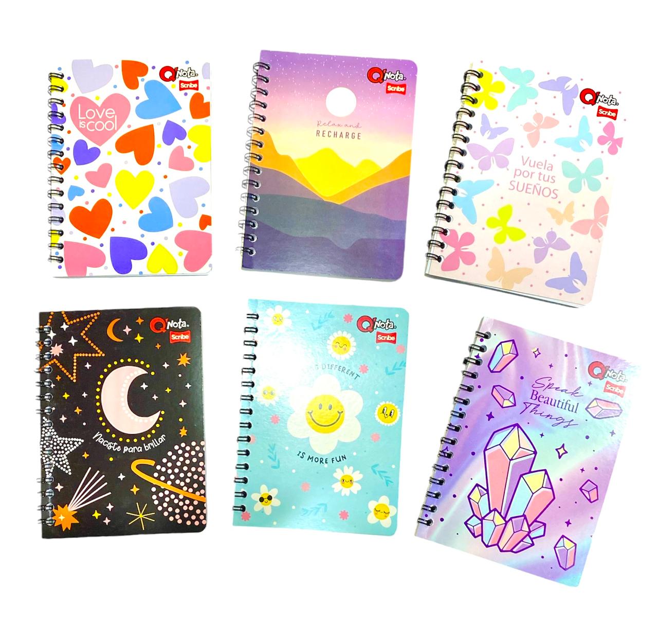 Cuaderno Argollado Pequeño Cuadriculado 100 Hojas Q´nota Scribe Diseños ...