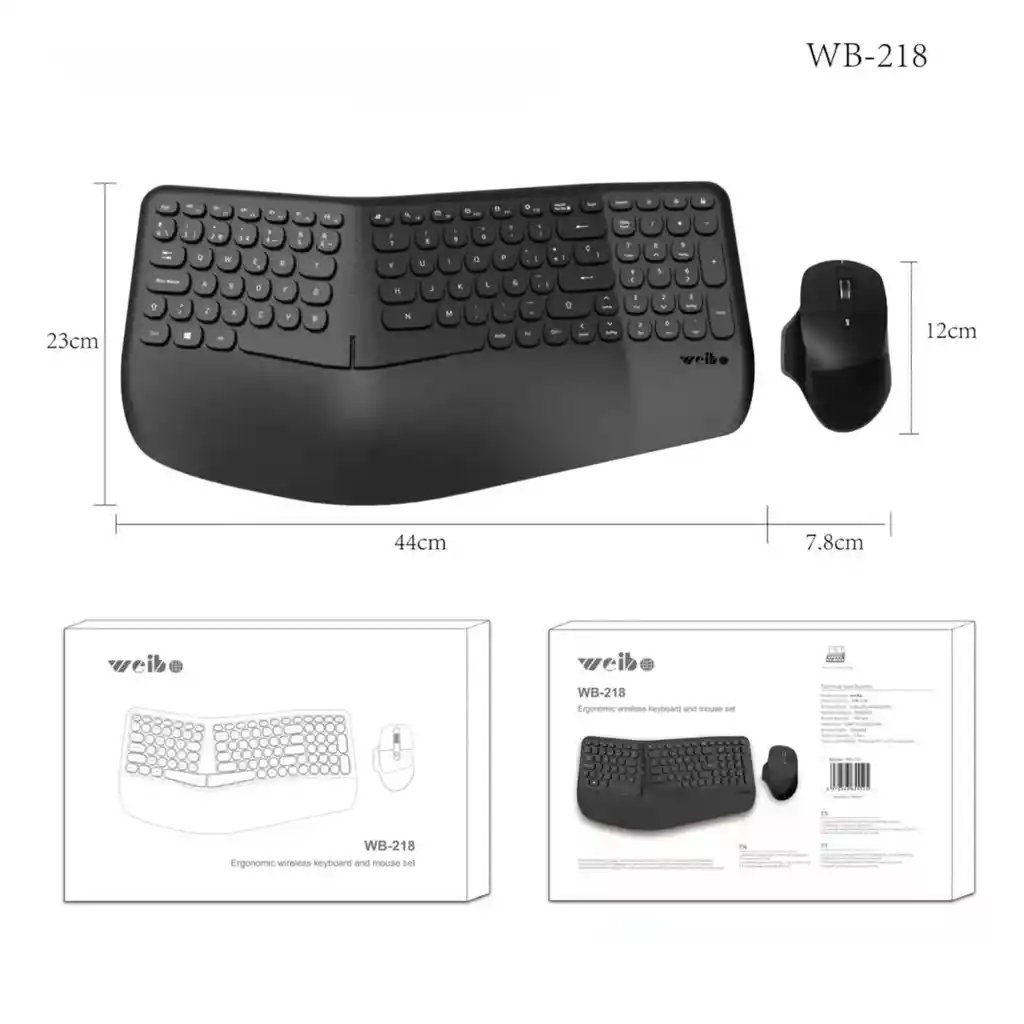 Combo Teclado Y Mouse Ergonomicos Inalambrico Weibo Wb-218 - Rappi