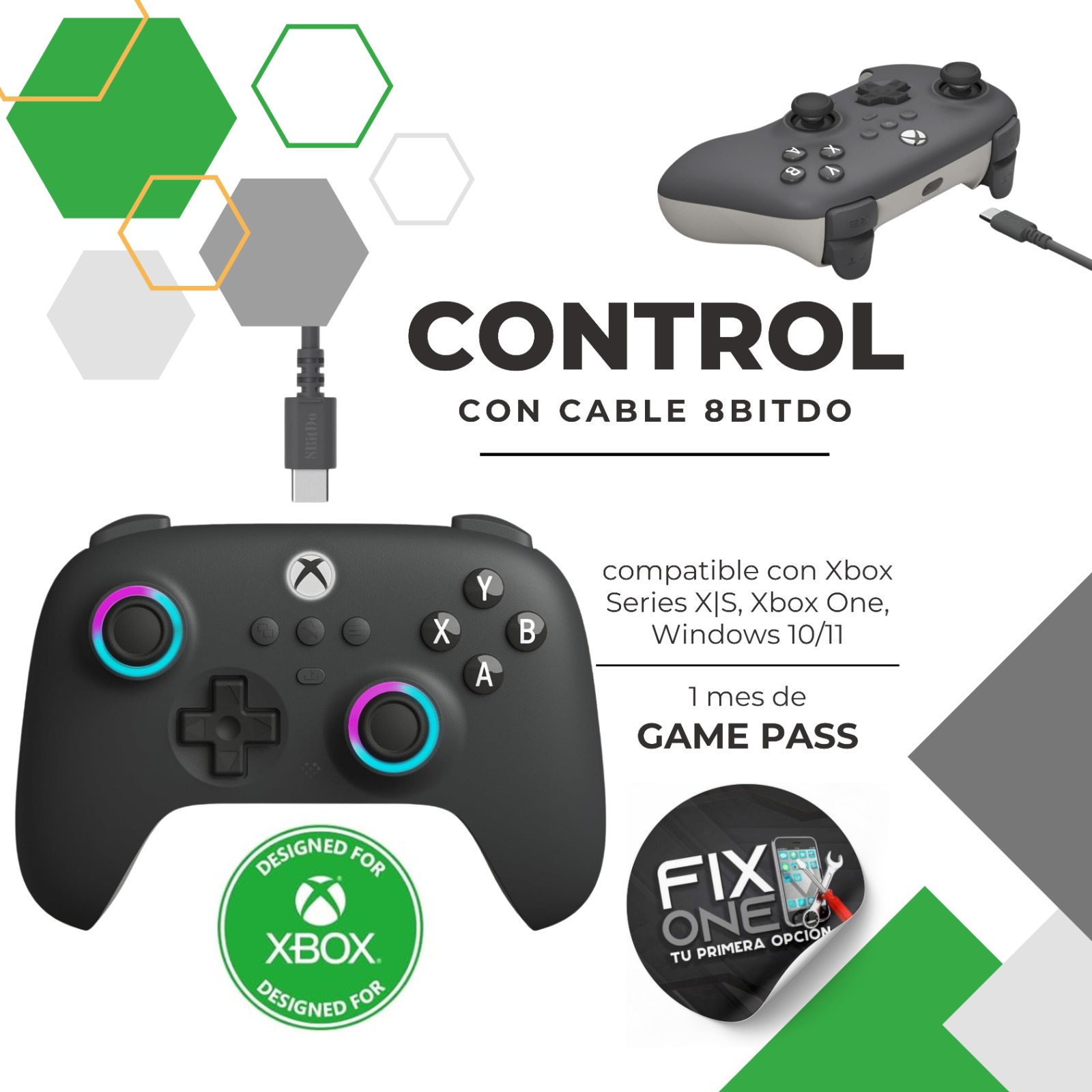 Control De Cable Xbox Series X|s, Xbox One, Windows 10/11 8bitdo - Rappi