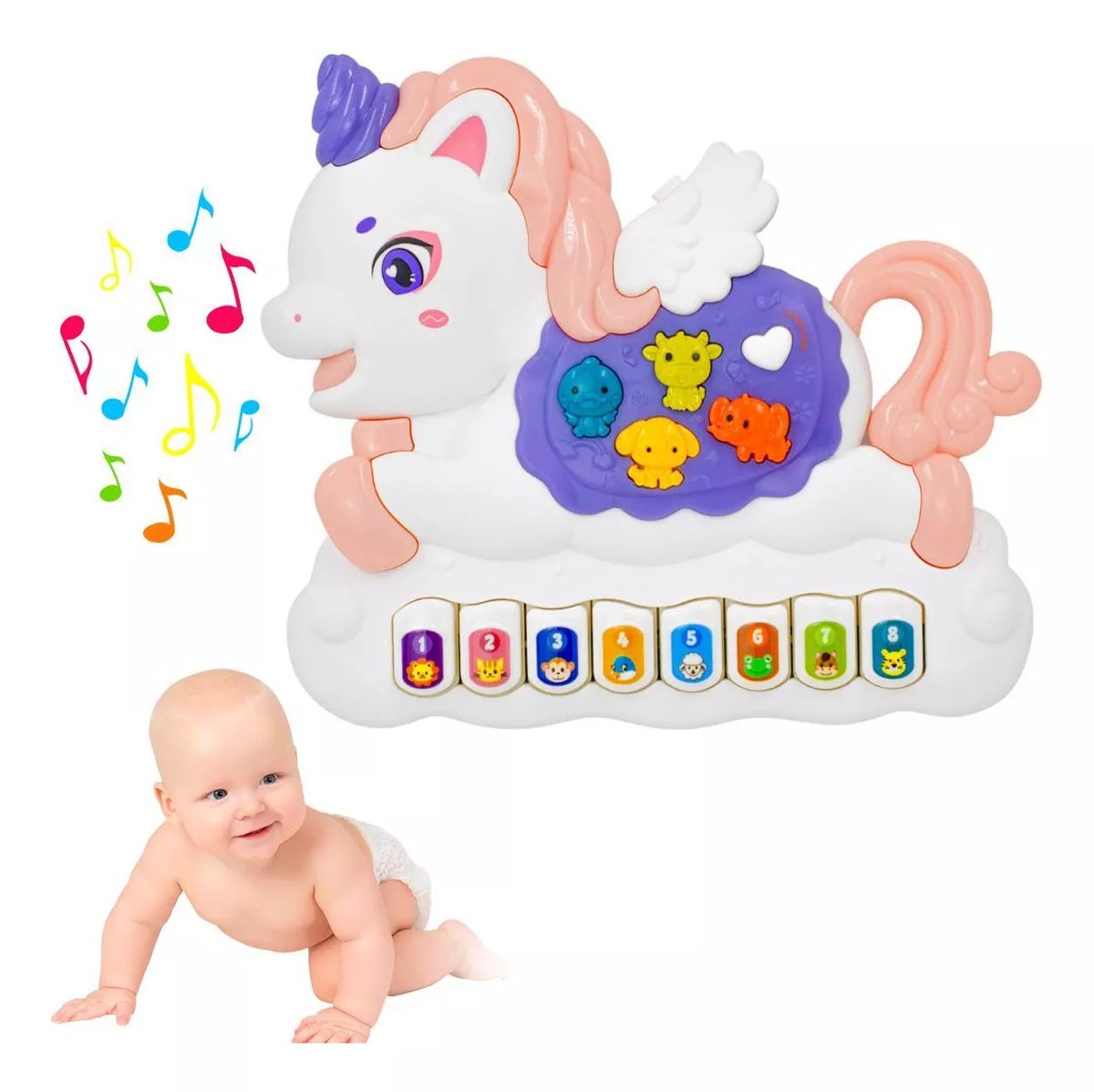 Teclado Electrónico Musical Infantil Didáctico Unicornio Para Niños Con ...