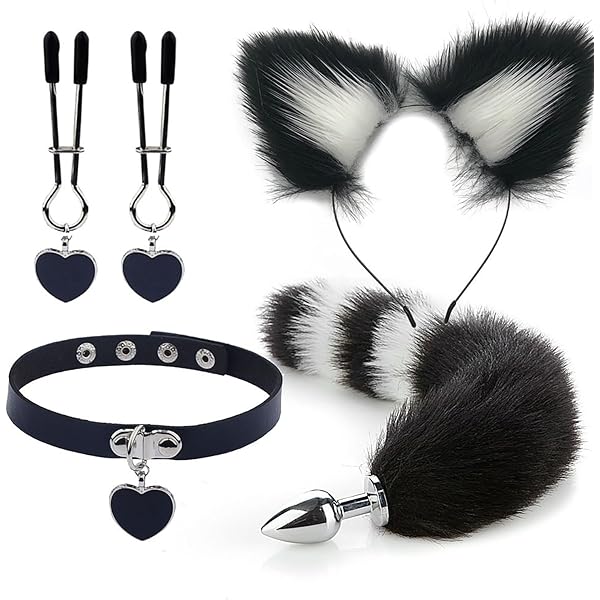 Kit Zorro #2 Negro, Kit Cola De Zorro, Plug Anal, Orejas, Pinzas Y ...