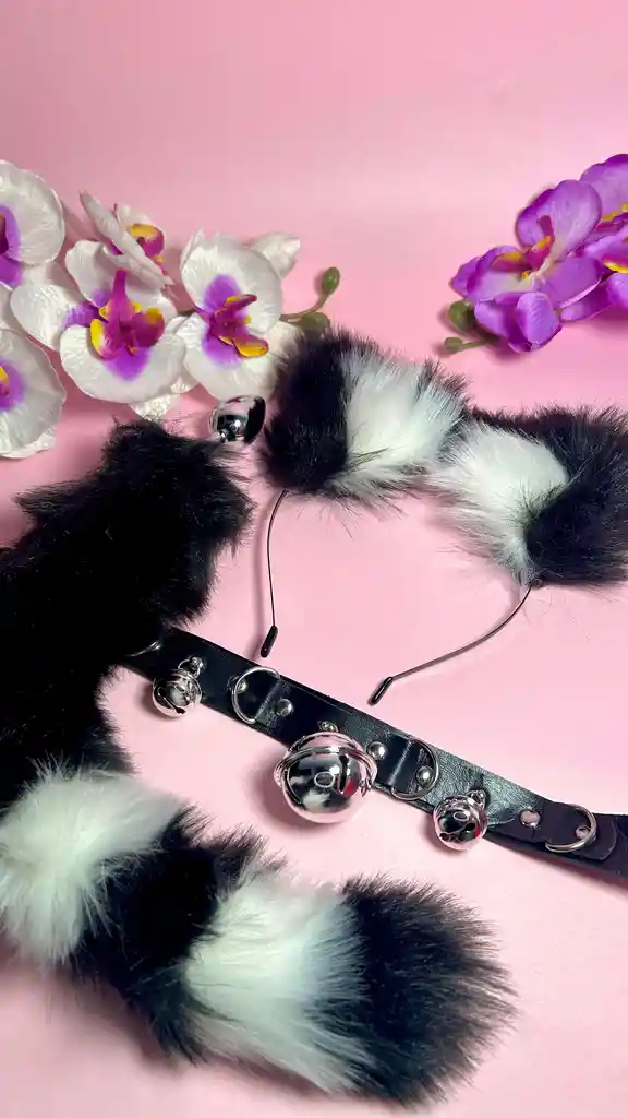 Kit Zorro #3 Negro, Kit Cola De Zorro, Plug Anal, Orejas Y Collar - Rappi