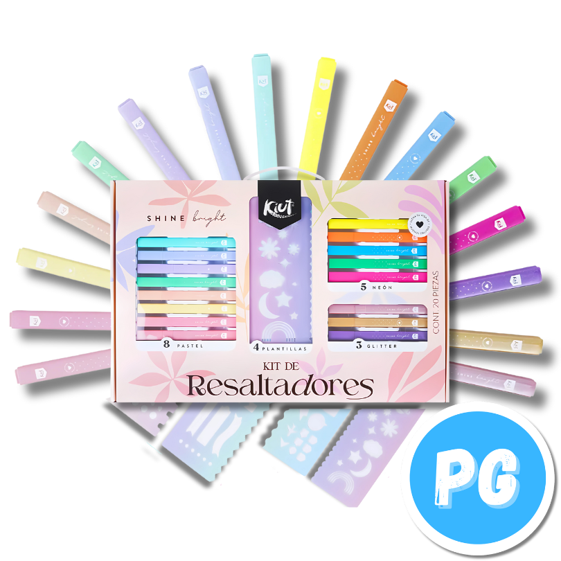 Kit Kiut Resaltadores Surtidos X20 Unds + 4 Plantillas - Rappi