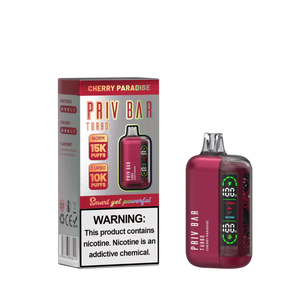 Vape Priv Bar Turbo - Cherry Paradise - 15k/10k Puff - 5% Nicotina - Rappi