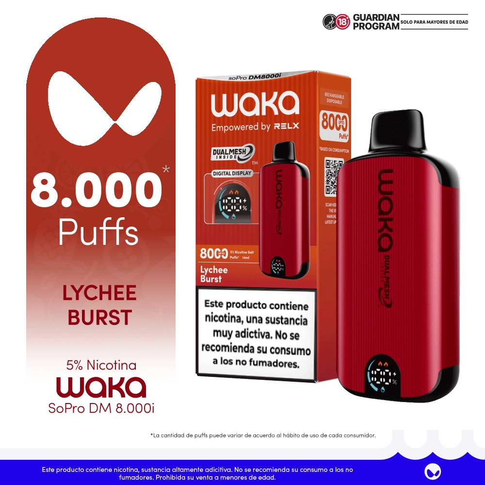 Vape Waka Lychee Burst 8000 Puffs 5% - Rappi