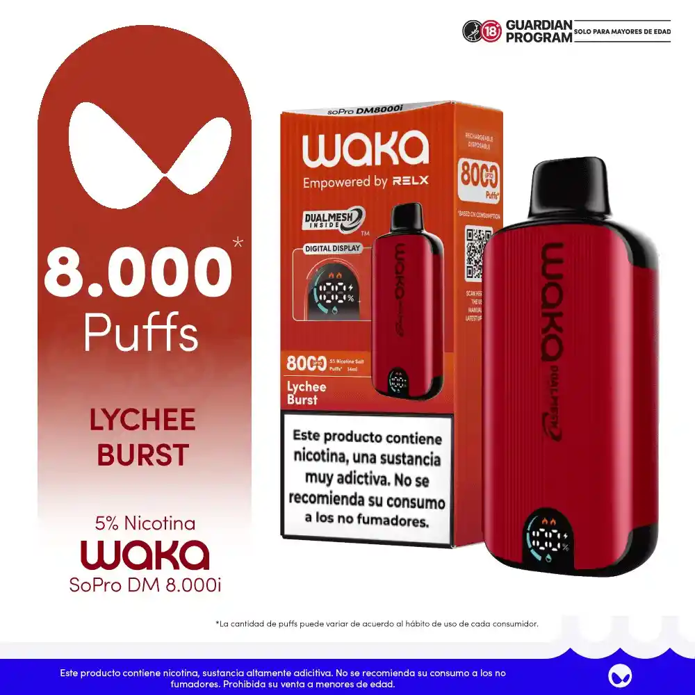 Vape Waka Lychee Burst 8000 Puffs 5% - Rappi