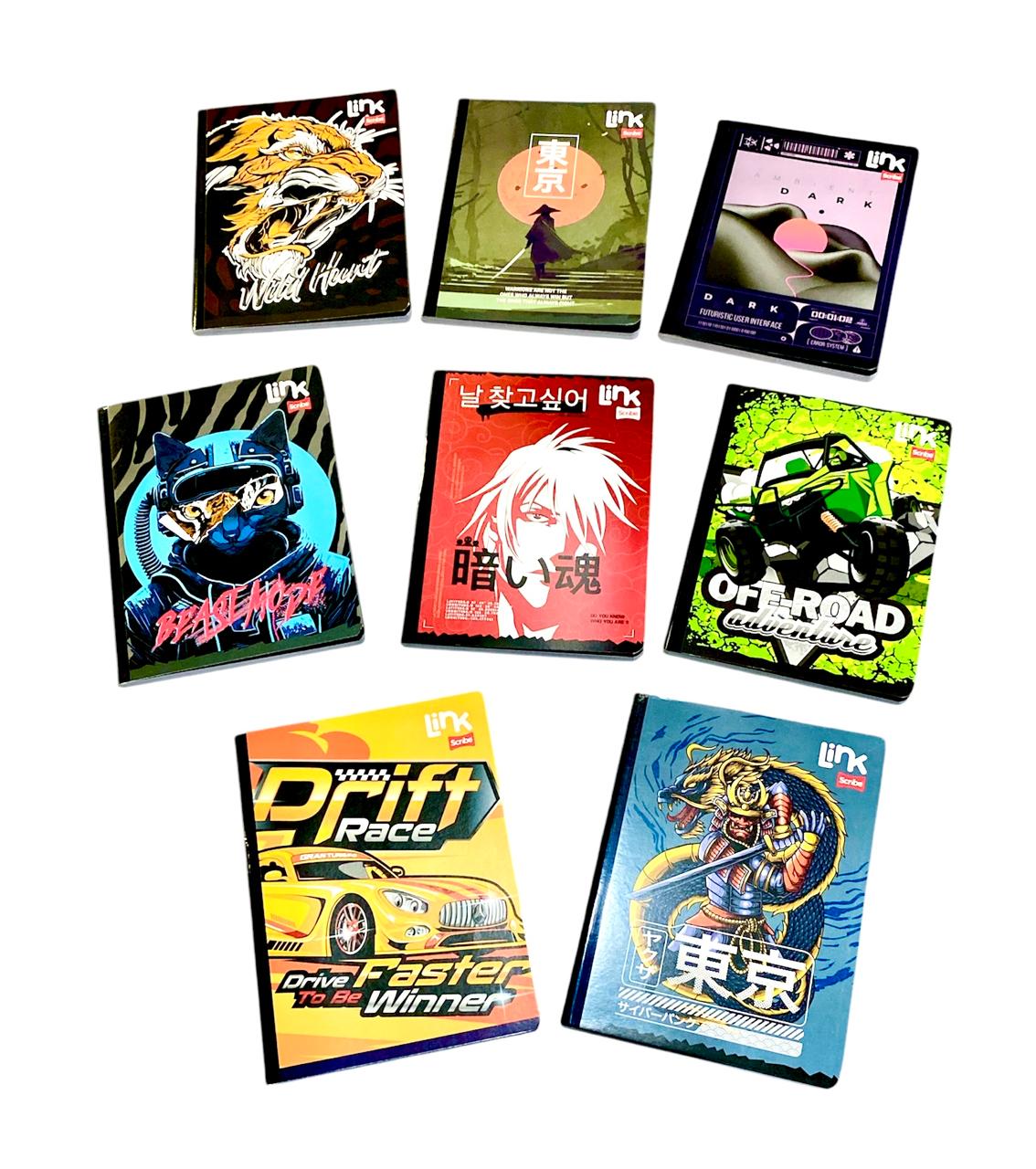 Cuaderno Cosido Cuadriculado 100 Hojas Link Scribe Con Sticker Diseños ...