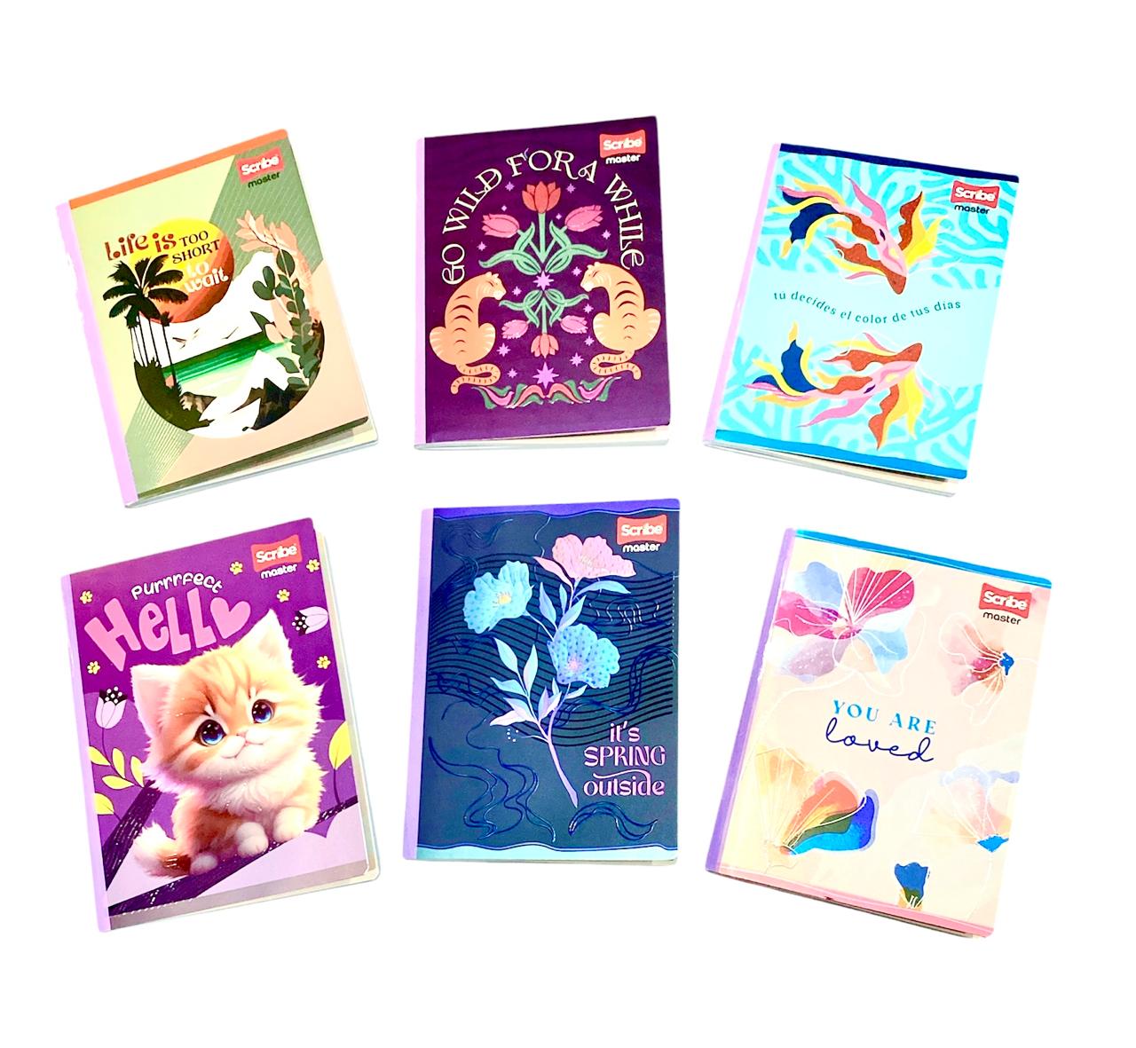 Cuaderno Cosido Rayado 100 Hojas Master Scribe Con Sticker Diseños ...