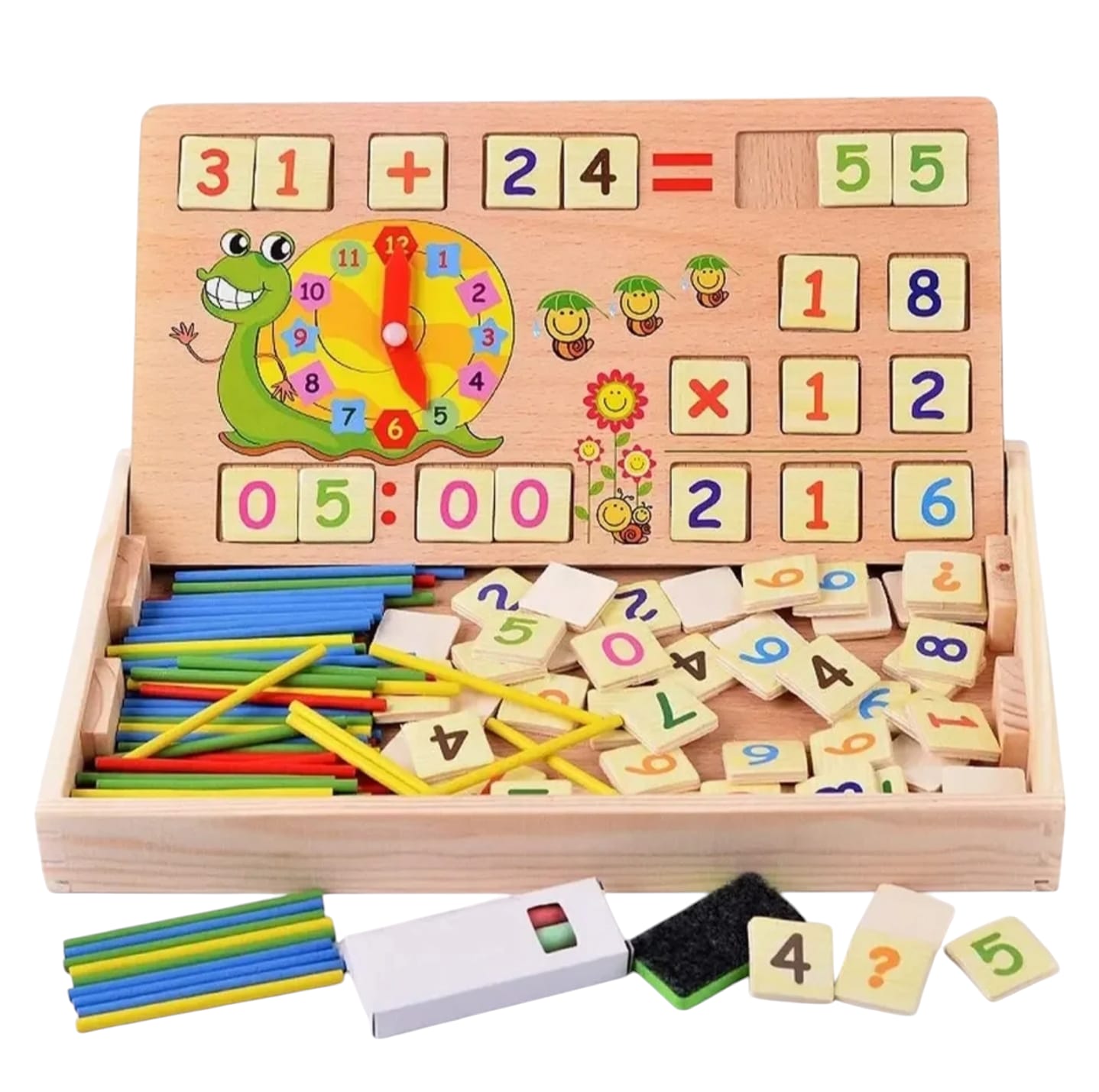 Kit Madera Matematico 2 En 1 Tablero Tiza Juego Aprendizaje Escolar ...