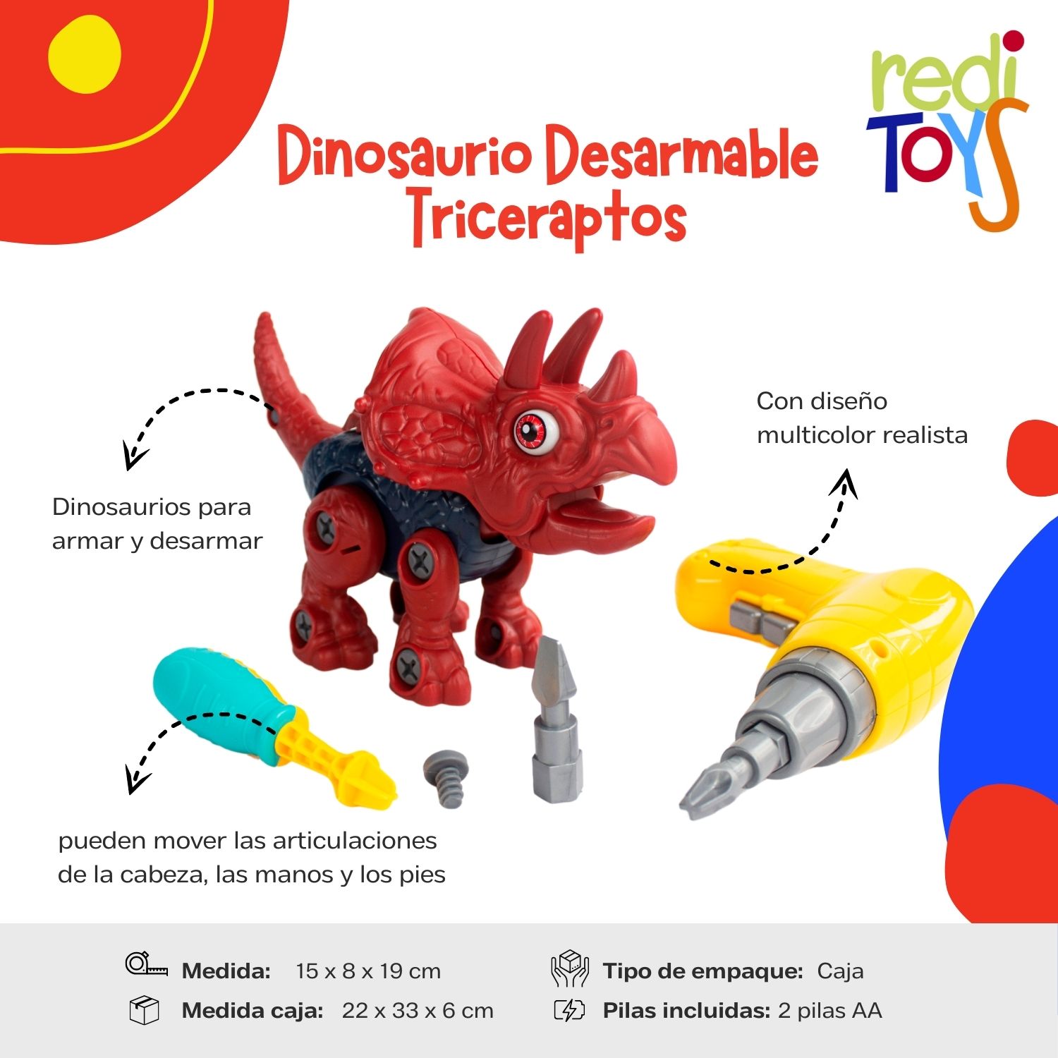 Dinosaurio Desarmable Triceraptos Con Taladro - Rappi