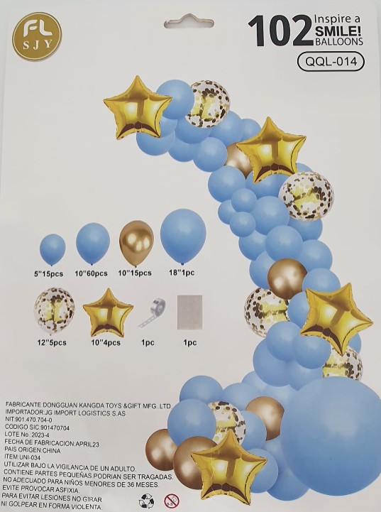 Kit De Globos Fiesta Oro Blue X 102 Piezas - Rappi