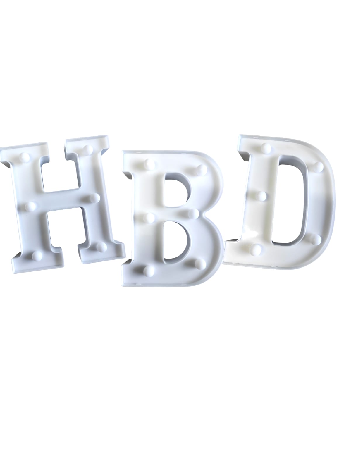 Letras 3d Decorativas Con Luces Hbd Fiesta Cumpleaños Blanco - Rappi