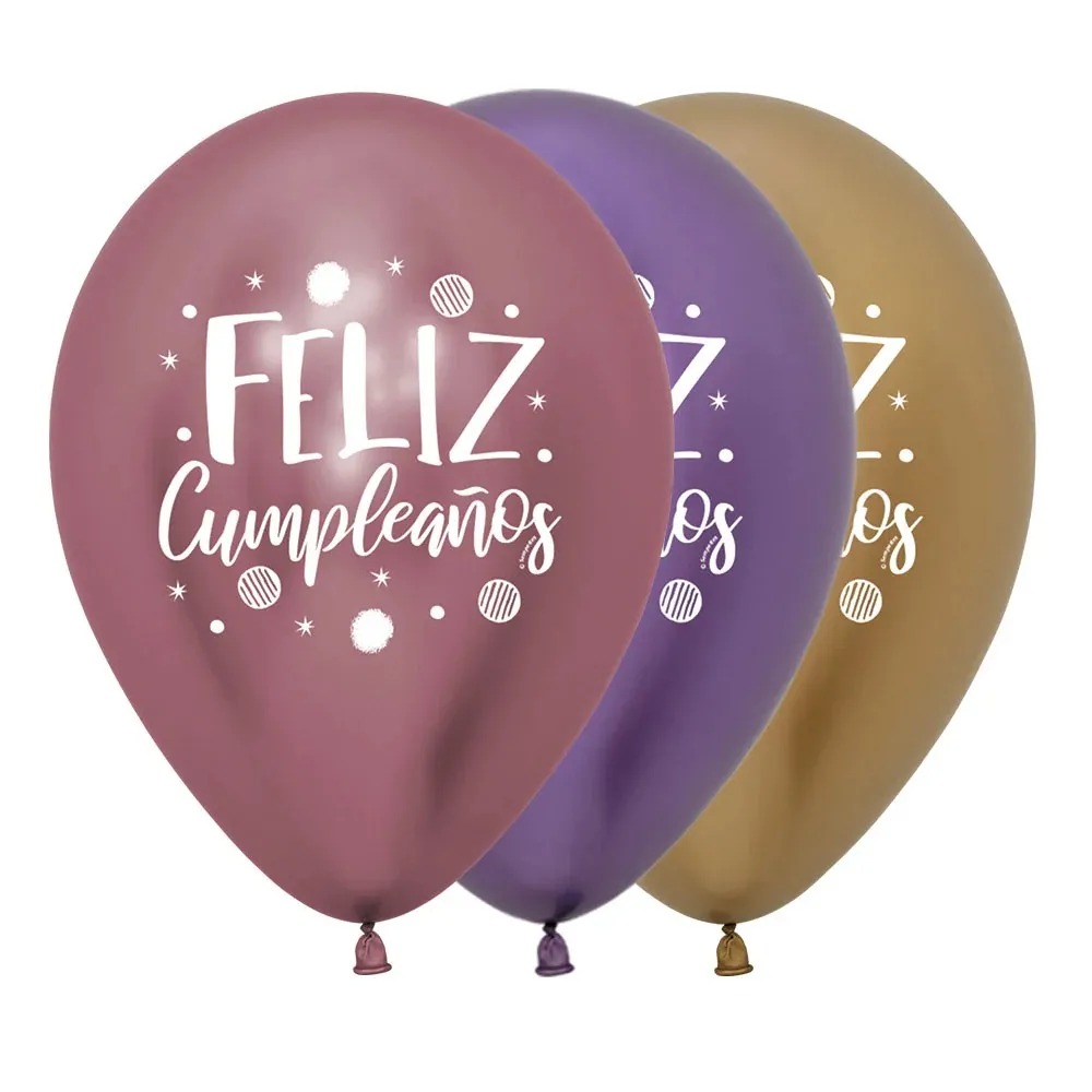 Globos Bombas Latex Redondo Fiesta R-12 X 12 Unidades Feliz Cumpleaños ...