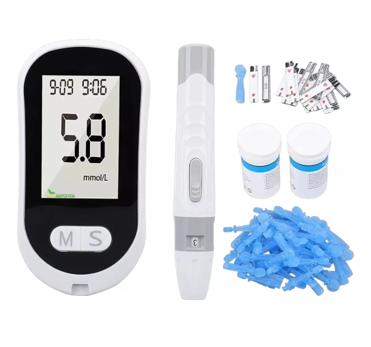 Kit Glucómetro Diabetes + 50 Tiras De Prueba + 50 Agujas - Rappi