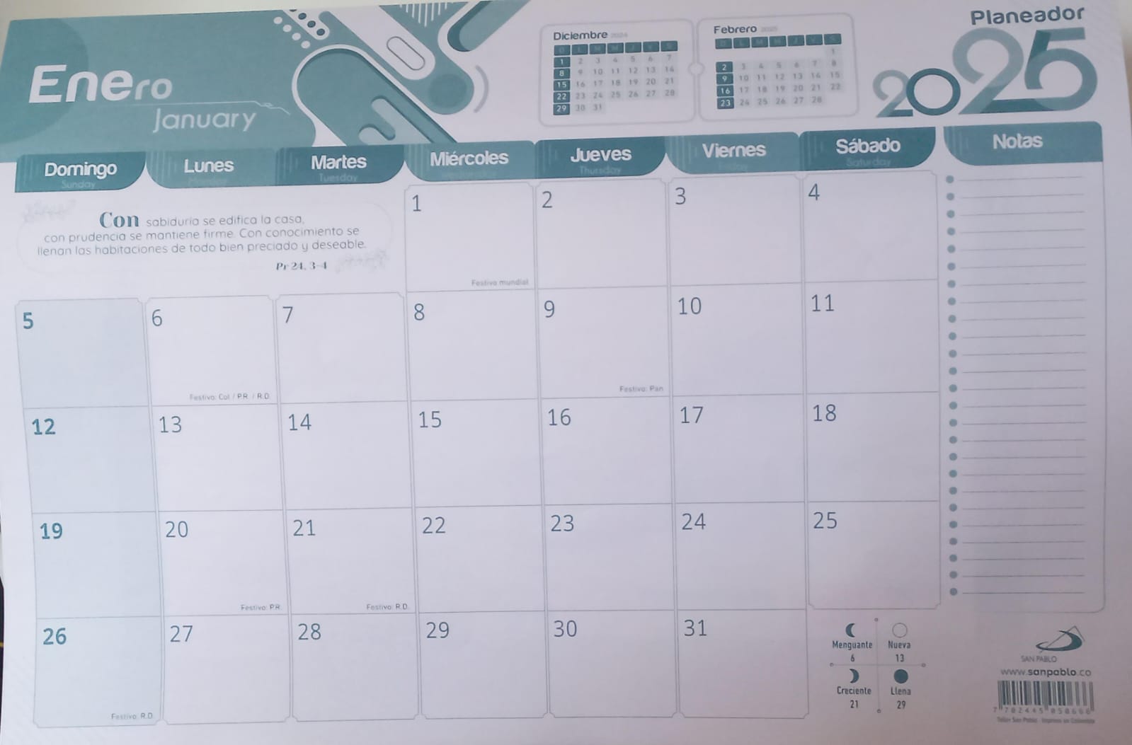 Calendario Programador 2025 - 1/4 - Rappi